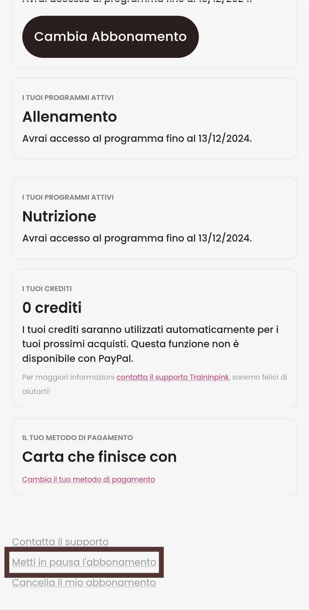 Can I pause the subscription? – Traininpink Support